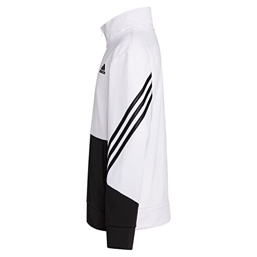 adidas Boys' Zip Front Iconic Tricot Jacket, Bright White, Large (14/16)