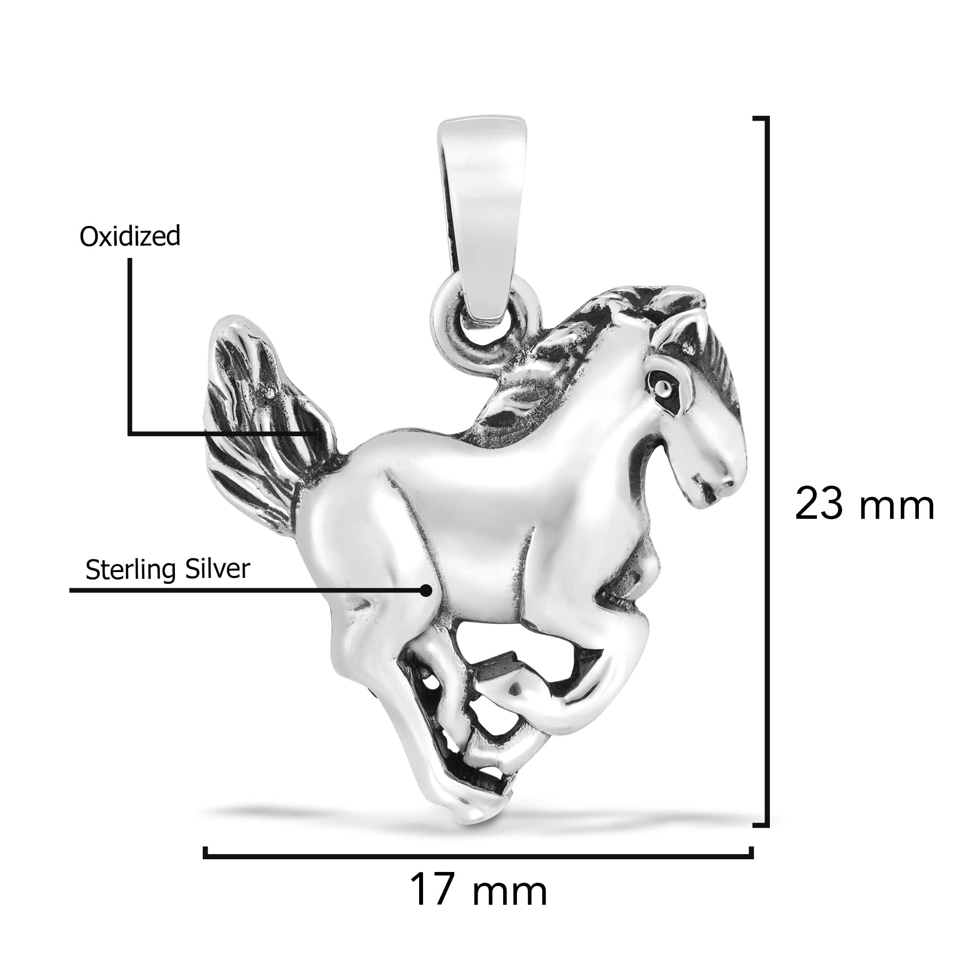 AeraVida Noble Stallion Horse .925 Sterling Silver Pendant