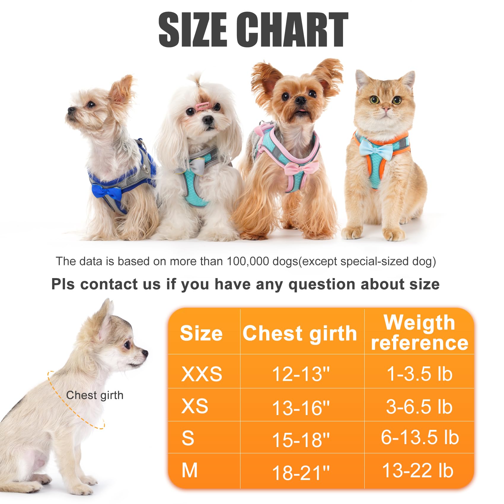WOCUME Dog Harness with Leash Set, Step-in Breathable Puppy Cat Dog Vest Harnesses, No Pull Adjustable Reflective Puppy Harness with Soft Padded Vest for Extra-Small/Small Medium Large Dogs and Cats