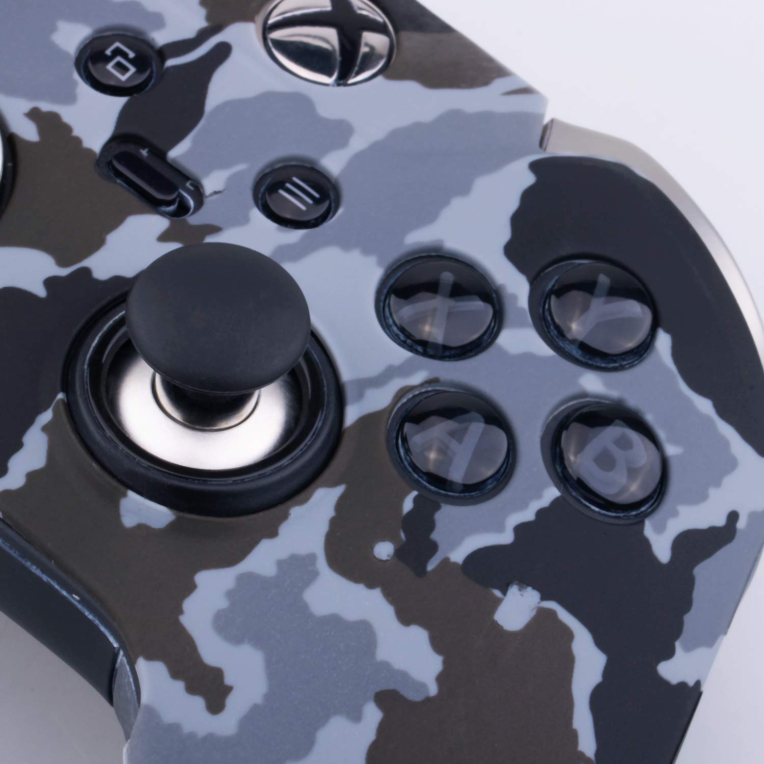 9CDeer 1 x Protective Customize Transfer Print Silicone Cover Skin Camougrey + 6 Thumb Grips Analog Caps for Xbox Elite Wireless Controller Compatible with Official Stereo Headset Adapter