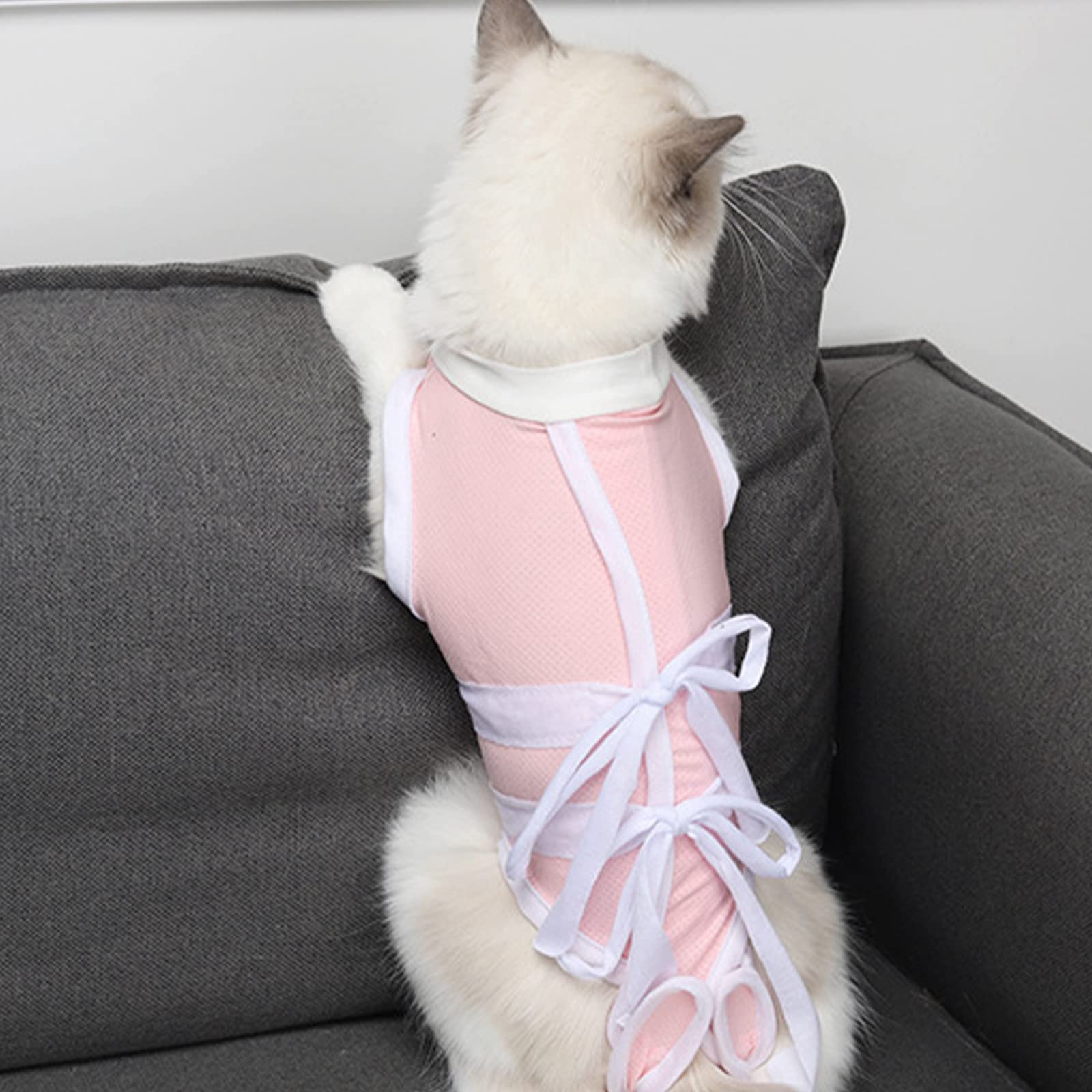 URROMA 1 PC Cat Soft Recovery Suit, Cat Sterilization Bandage Suit Cat Surgery E-Collar Alternative Recovery Protective Shirt Surgery Pets Clothing Pajamas, M
