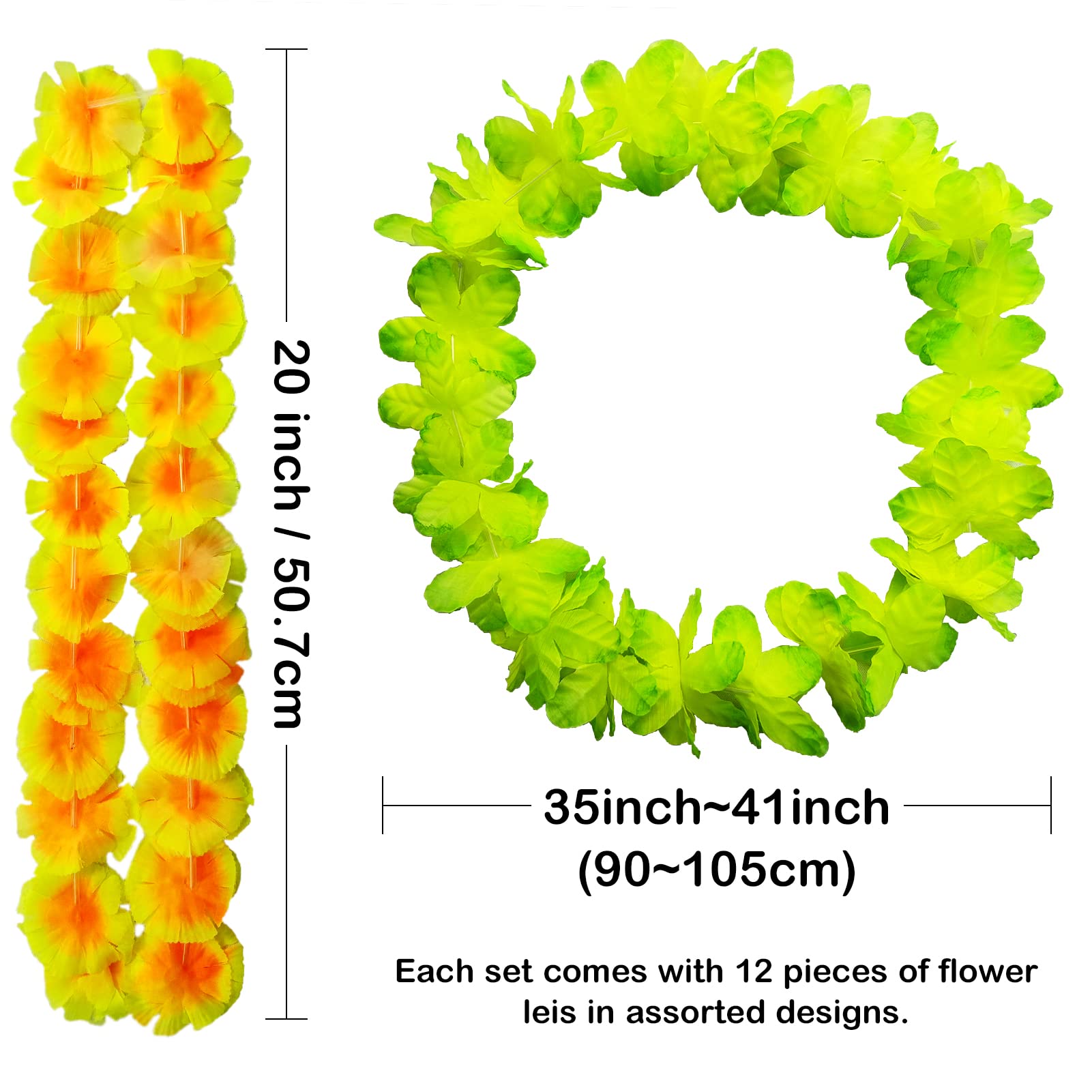 GoodUping 50 PCS Hawaiian Leis, Perfect Luau Party Supplies for Summer Beach Vacations, Essential Party Decorations for Birthday, Graduation, and Wedding Celebrations