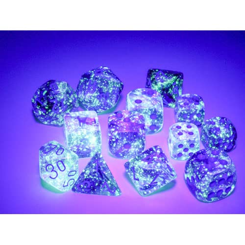 Chessex Dice Set: Nebula Luminary - Nocturnal w/Blue (7)