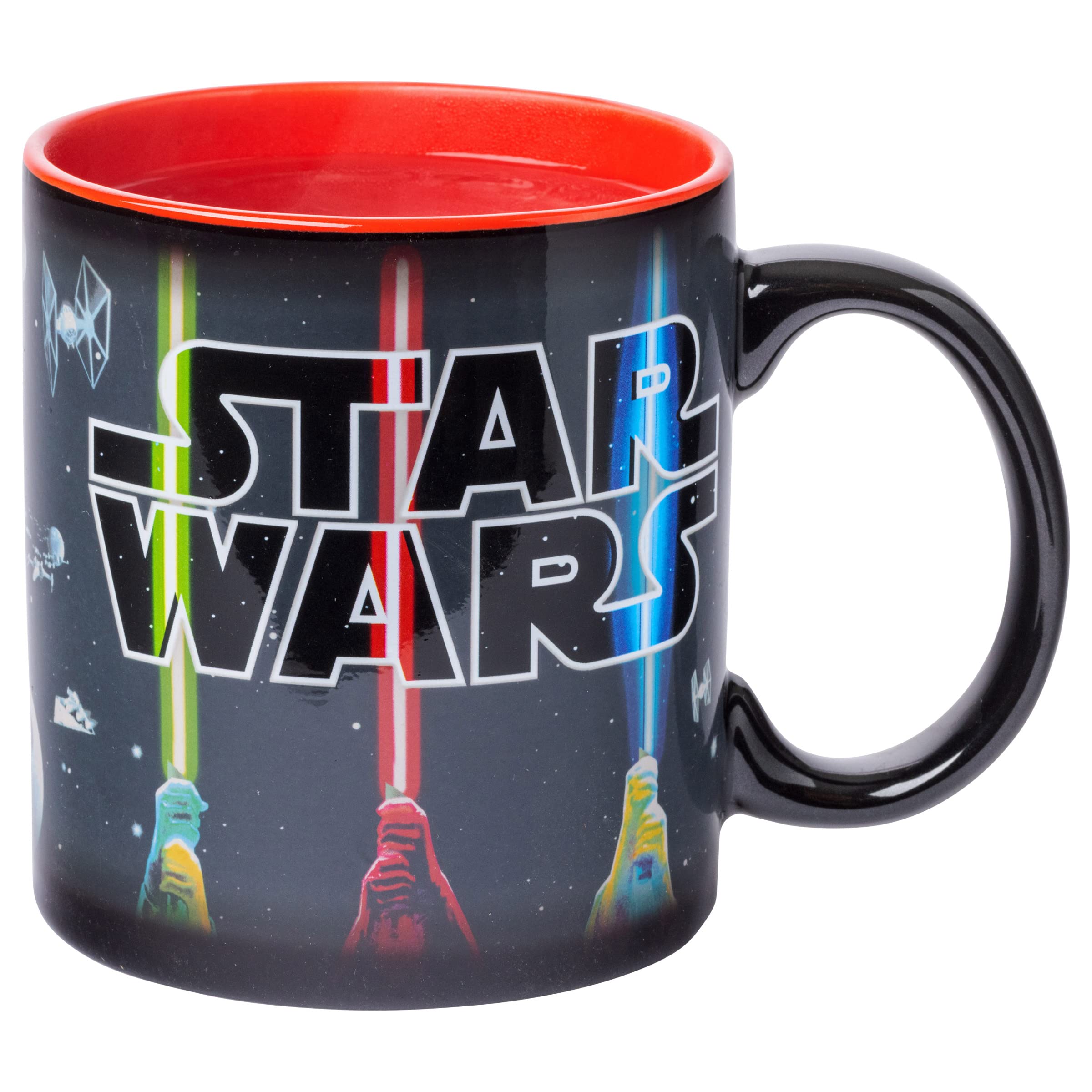 Silver Buffalo Star Wars Lightsaber Logo Heat Reveal Ceramic Coffee Mug, 20-Ounces
