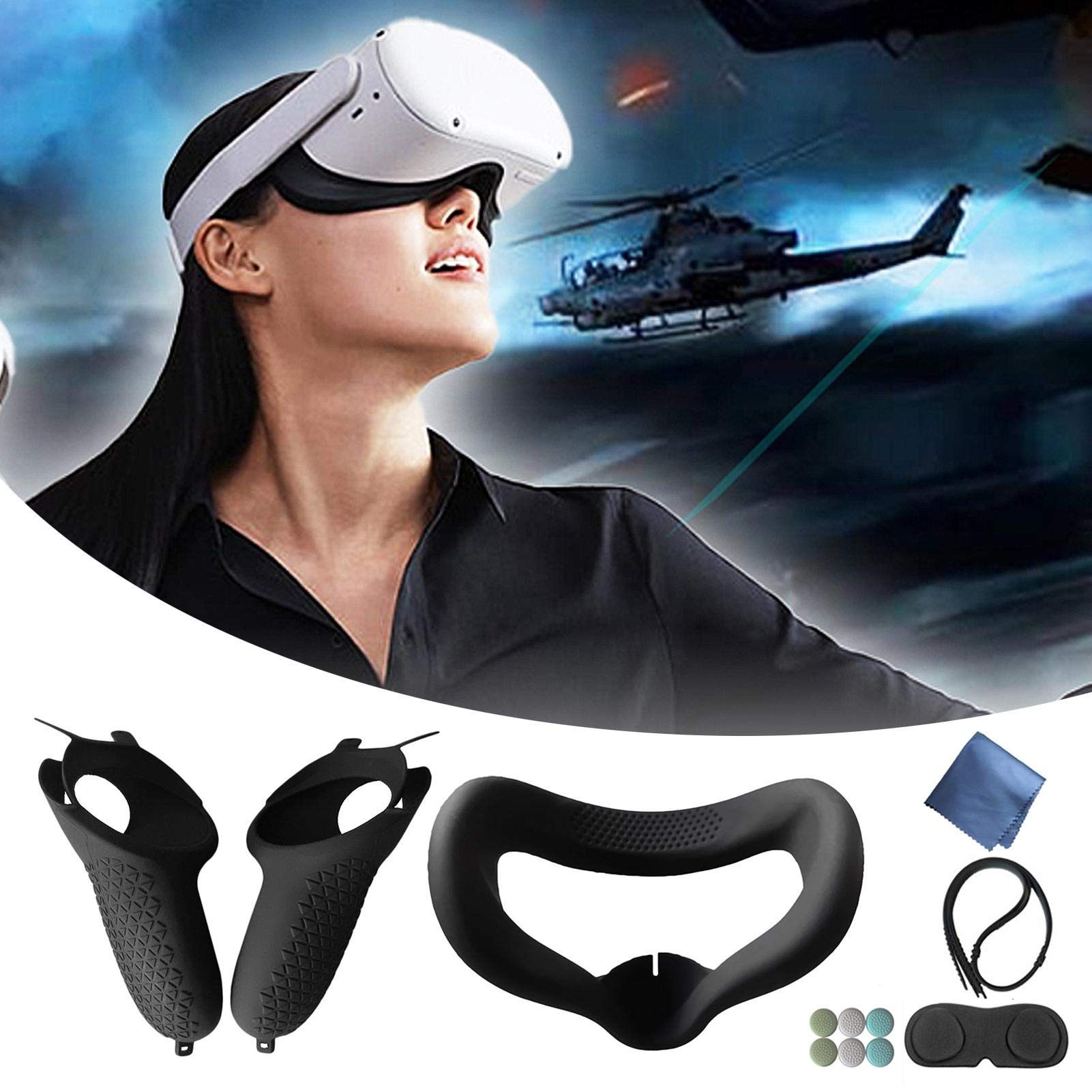 A/B VR Eye Silicone Cover Eye Set Accessories Washable and Nonslip and Sweat-Absorbent Compatible with Oculus Quest 2 VR Eye Cushion Cover Sweatproof Lightproof Protection Kit