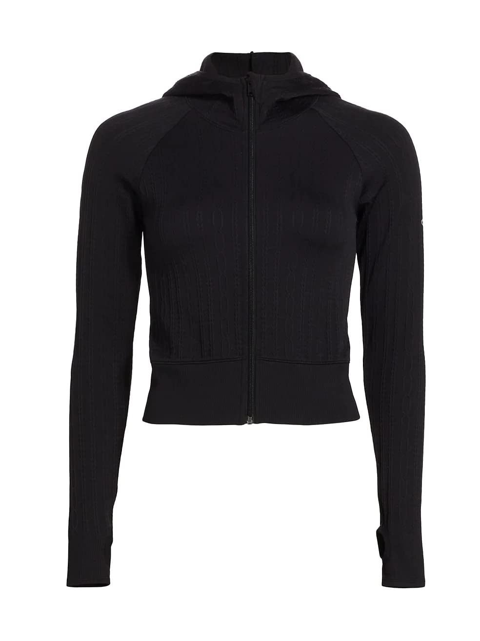Alo Yoga Women's Seamless Cable Knit Jacket (as1, alpha, x_s, regular, regular, Black)