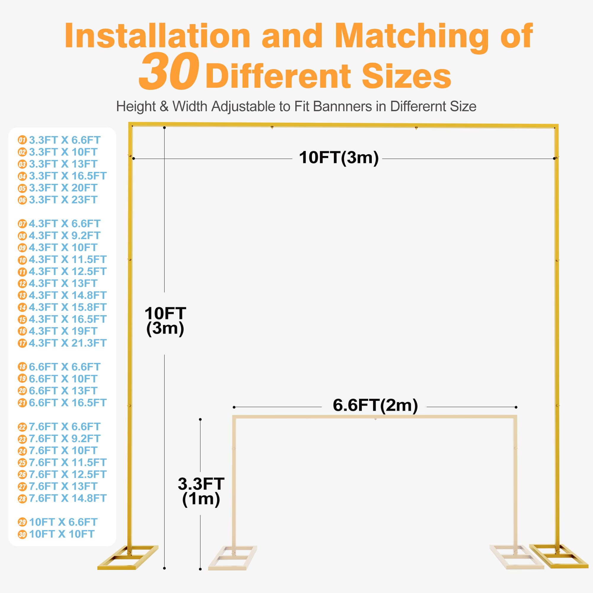 Backdrop Stand Heavy Duty 10x10 FT Pipe and Drape Backdrop Kit Black Portable Adjustable Square Metal Arch Stand Frame for Parties Wedding Photo Booth Background Decoration
