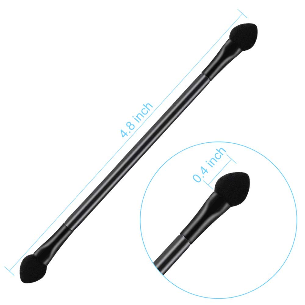AaKode 30PCS Disposable Dual Sides Eye Shadow Sponge Brushes Makeup Applicator, Professional Double-End Eyeshadow Brushes Cosmetic Tool(12CM, Black)