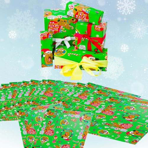 Scooby-Doo Rappy Rolidays Wrapping Paper - 12 Sheets - 20" x 30" - Festive Holiday Gift Wrap by Silver Buffalo