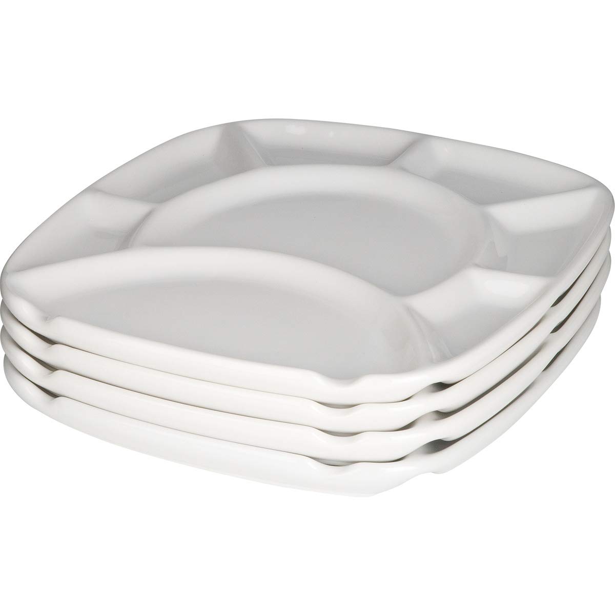 MyCuisina Divided Fondue Plates, White Stoneware Set of 4, 8 Sections – Gift Boxed