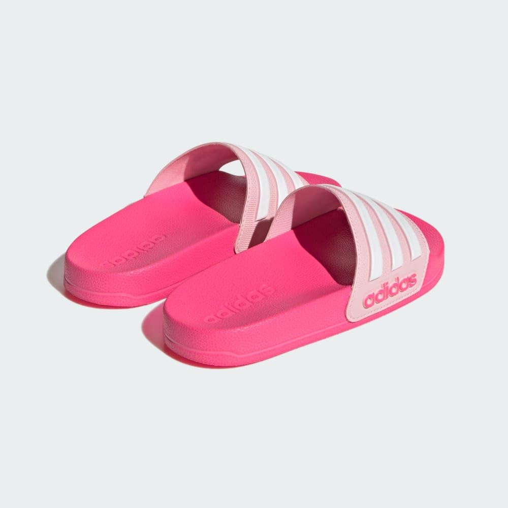 adidas Adilette Shower Slide Sandal, Clear Pink/White/Lucid Pink, 2 US Unisex Little Kid