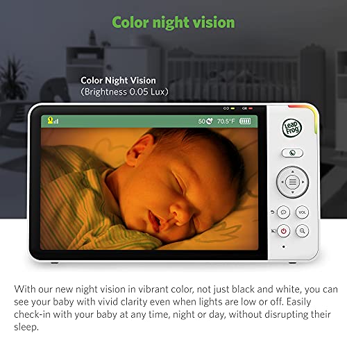 LeapFrog LF920HD Color Night Vision Video Monitor, 7" HD Display, 360 Pan Tilt, Night Light, Temp & Humidity Sensor, Up to 15Hrs Video Time, Range Up to 1000ft, Secure Transmission