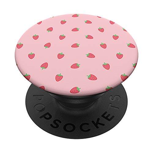Strawberries Pink Kawaii Cute Cottagecore Aesthetic PopSockets PopGrip: Swappable Grip for Phones & Tablets