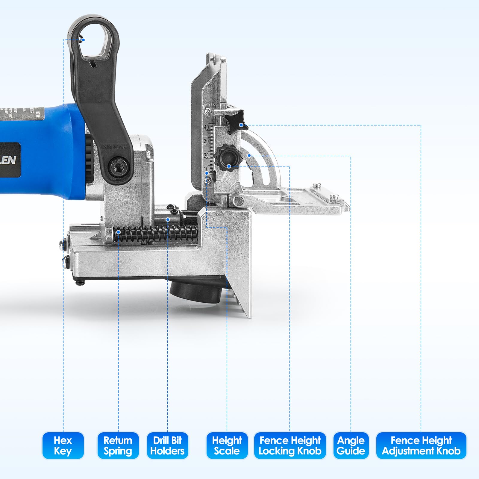AONLLEN Dual Spindle Dowel Jointer, Power Jointers, Jointers Woodworking Kit, 120V 710W 17,000RPM, 2X8mm and 2X6mm Drilling Bits, 80 Dowels