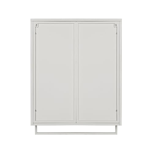 HomSof 23.62" Glass Doors Modern Two-Door Wall Cabinet with Featuring Two-Tier Enclosed Storage,an Open Shelf,and Towel Rack,for Entryway Living Room Bathroom Dining Room