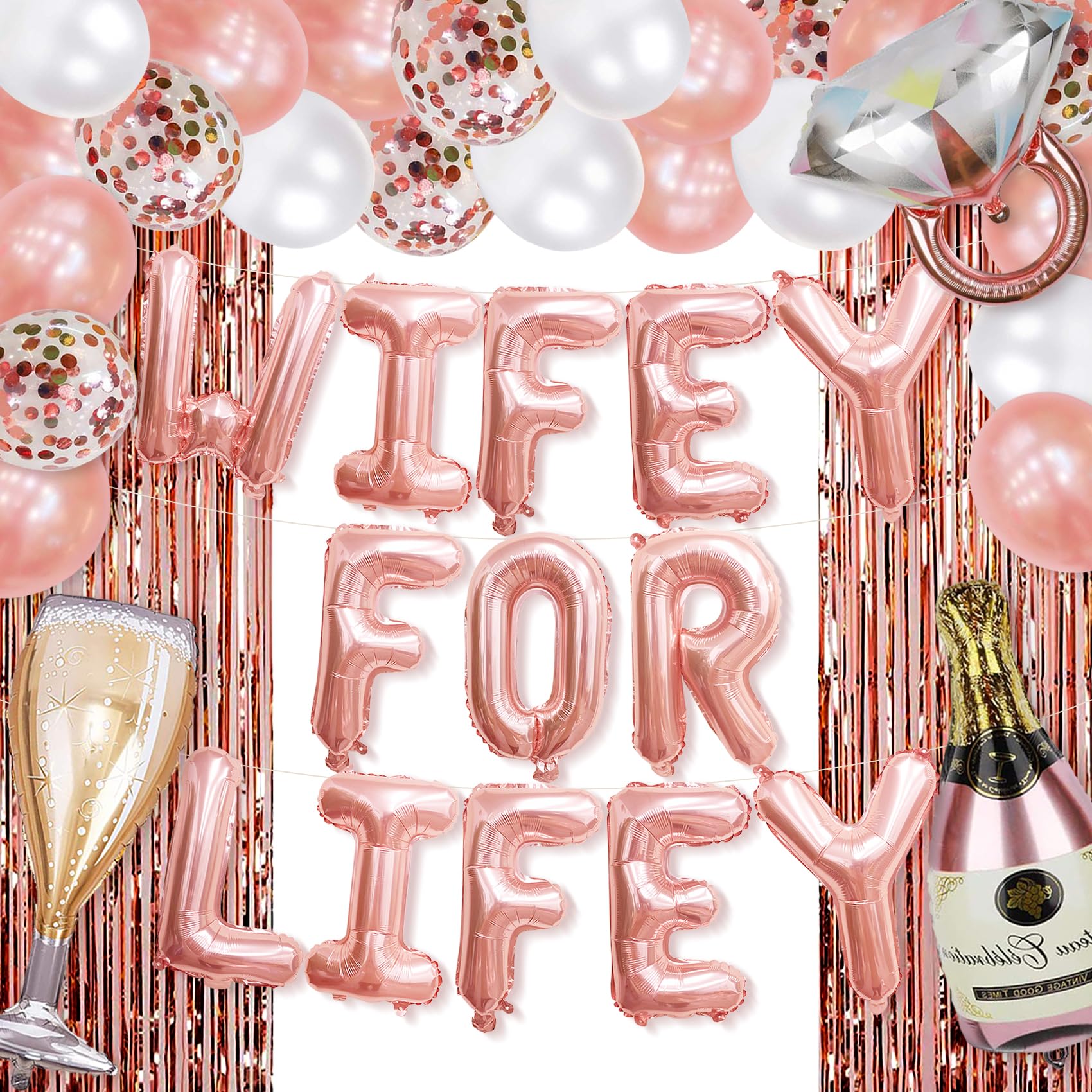 Bachelorette Party Decorations Favors Bridal Shower Decorations Bachelorette Balloons Decor Bride Balloons Rose Gold Bachelorette Party Supplies Will You Marry Me Banner Wifey for Lifey Balloons