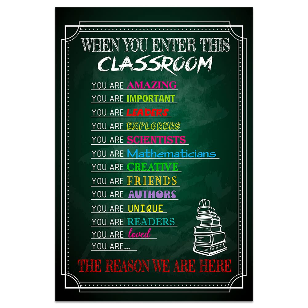 XJF Classroom Rules Poster,12" x 18" Motivational Classroom Poster,Back to School Classroom Decorations,When You Enter This Classroom Poster,Motivational Poster for Kindergarten,Elementary,High School