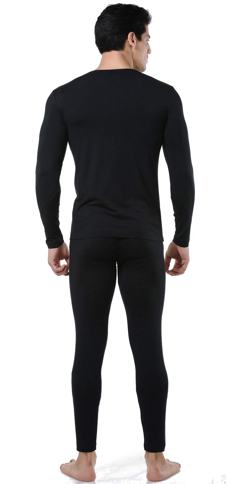 9M Men's Ultra Soft Thermal Underwear Base Layer Long Johns Set with Fleece Lined, Black, Small