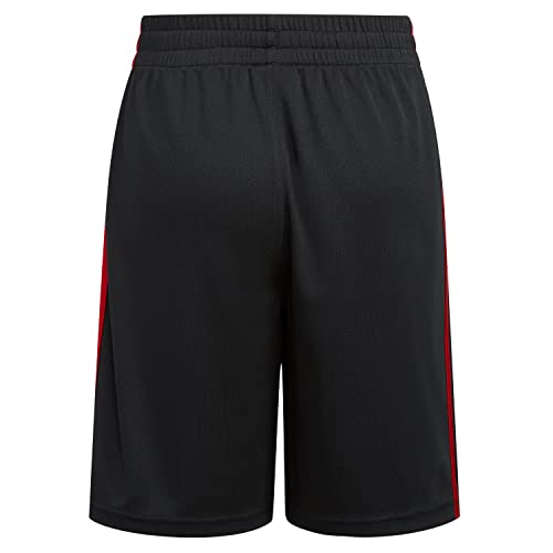 adidas Boys' Big Elastic Waistband Classic 3-Stripes Shorts, Black with Red, XL(18/20)