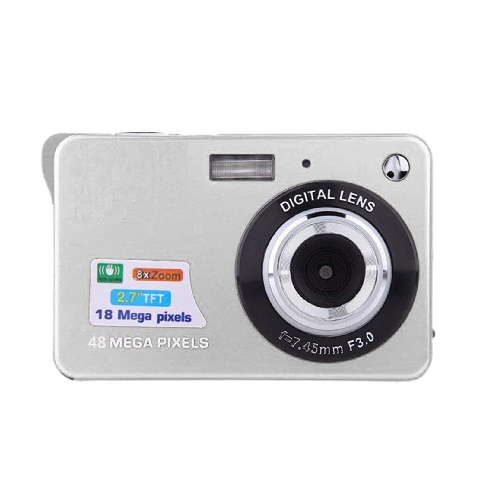 AMAMIA Durable Smart Camera 48 Megapixels HD-Compatible Vintage Multifunctional Travel Selfie Video Macro Shot Digital Camera Kids Gift Silver