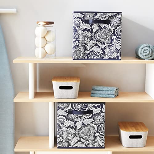 Vera Bradley Women's Collapsible Storage Bins Set of 2 - Large, Java Navy & White, Large