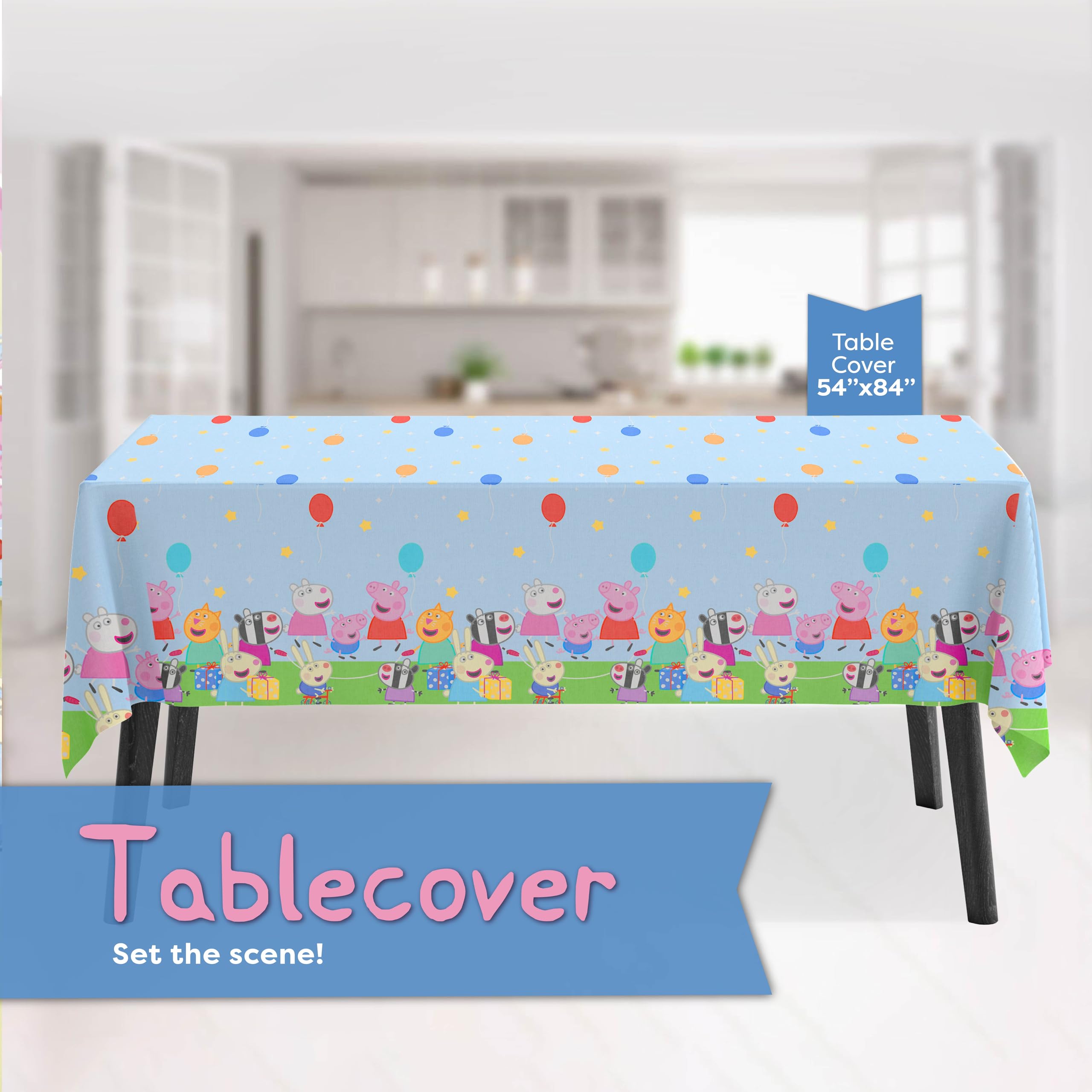 Peppa Pig Birthday Party Supplies, Peppa Pig Party Supplies and Decorations for 16 Guests, With Table Cover, Plates, Napkins, Cups and Sticker