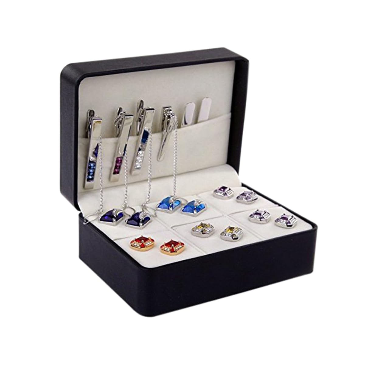 Abaodam 2pcs Tie bar case Tie clip storage case man trolley case jewelry box