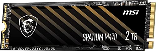 MSI SPATIUM M470 PCIe 4.0 NVMe M.2 2TB Internal SSD PCIe Gen4 NVMe 1.3 3D NAND 3300 TBW