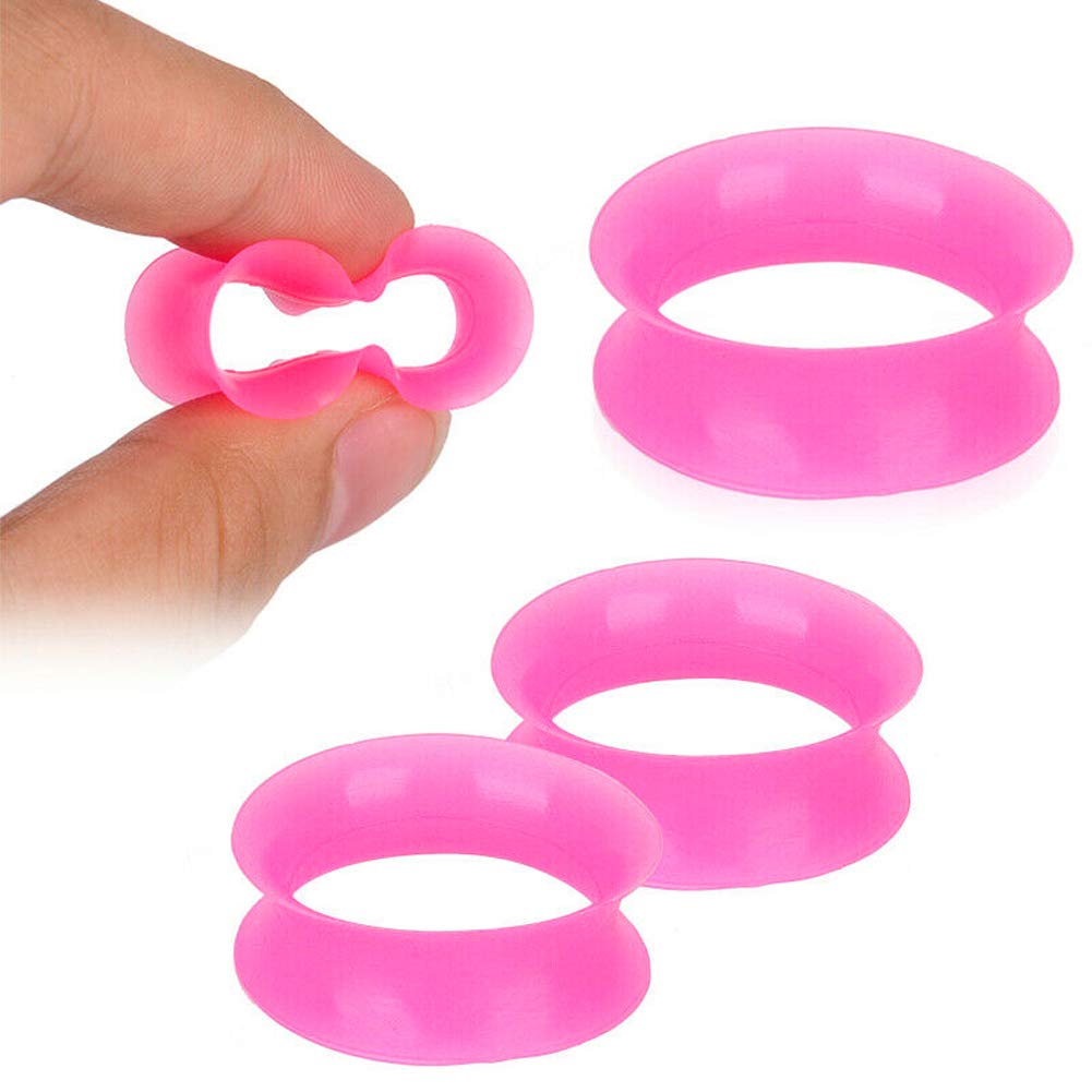 Alphapierce 22Pairs Soft Silicone Ear Gauges Plugs Double Flared Tunnels Flexible Ear Piercing Stretchers Colorful Set 2g