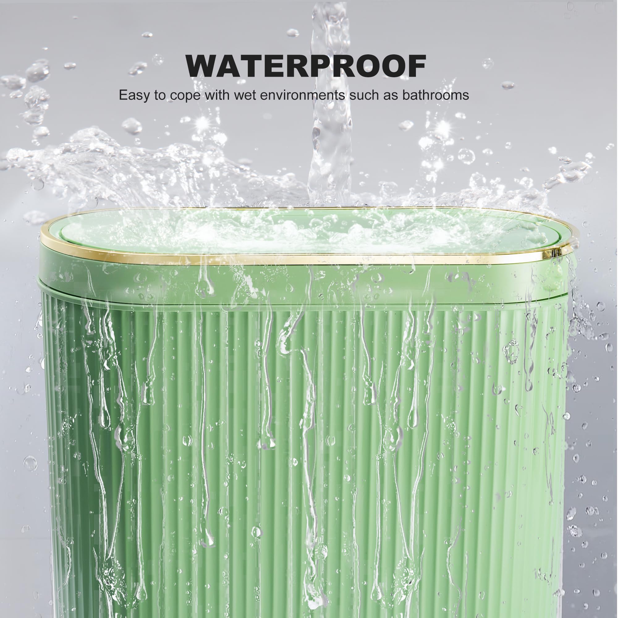 Supteron Bathroom Trash Can with Lid 3.2 Gallon Narrow Trash Can Small Plastic Trash Bin 12 Liter with Press Type Lid for Bedroom Bathroom, Mint Green