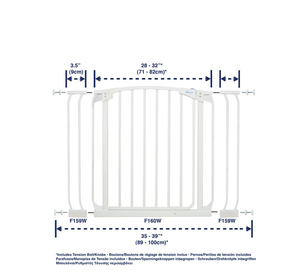 Dreambaby Chelsea Auto-Close Security Baby Safety Gate-with Extensions-White (Fits openings with 28-39 Inches wide)-Model L778W