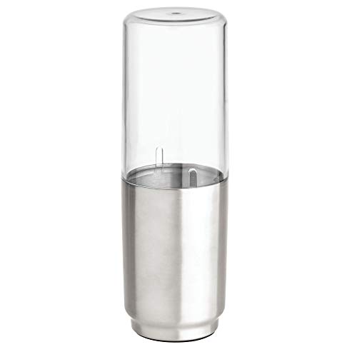 iDesign Austin Metal Covered Holder Stand, Holds Regular and Electric Toothbrushes in Master, Guest, Kid's, College Dorm Bathroom, Brushed