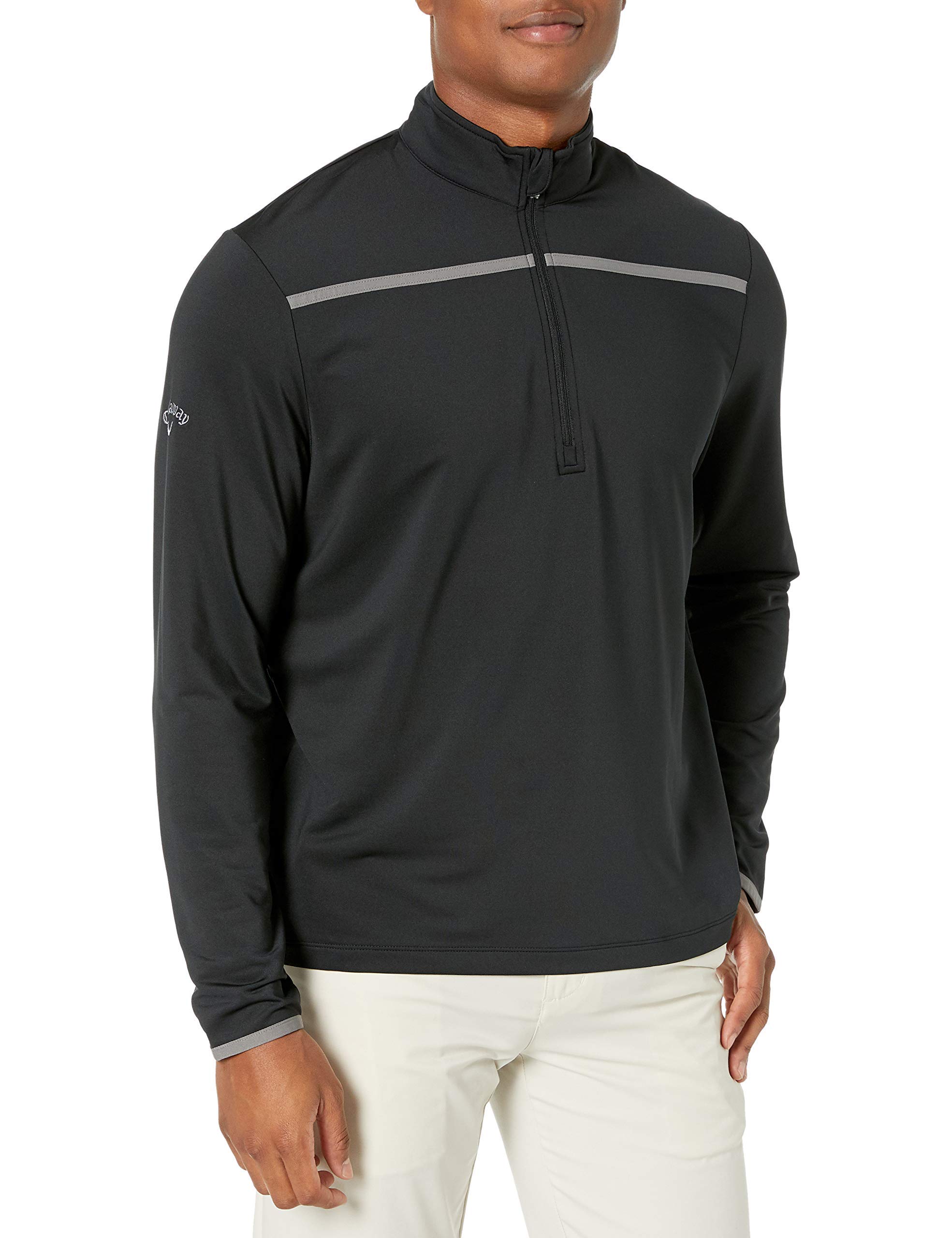 Callaway Men's Weather Series ¼ Zip Mock Neck Pullover For Men, Extended Sizes, Men’S Performance Apparel (Sizes Small-4Xl Big & Tall), Black, Medium