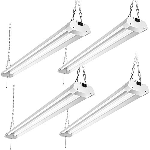 LED Utility Shop Light 4ft 5500 Lumens Super Bright 50W 5000K Daylight ETL Certified LED Garage Lights Durable LED Fixture with Pull Chain Mounting and Daisy Chain Hardware Included