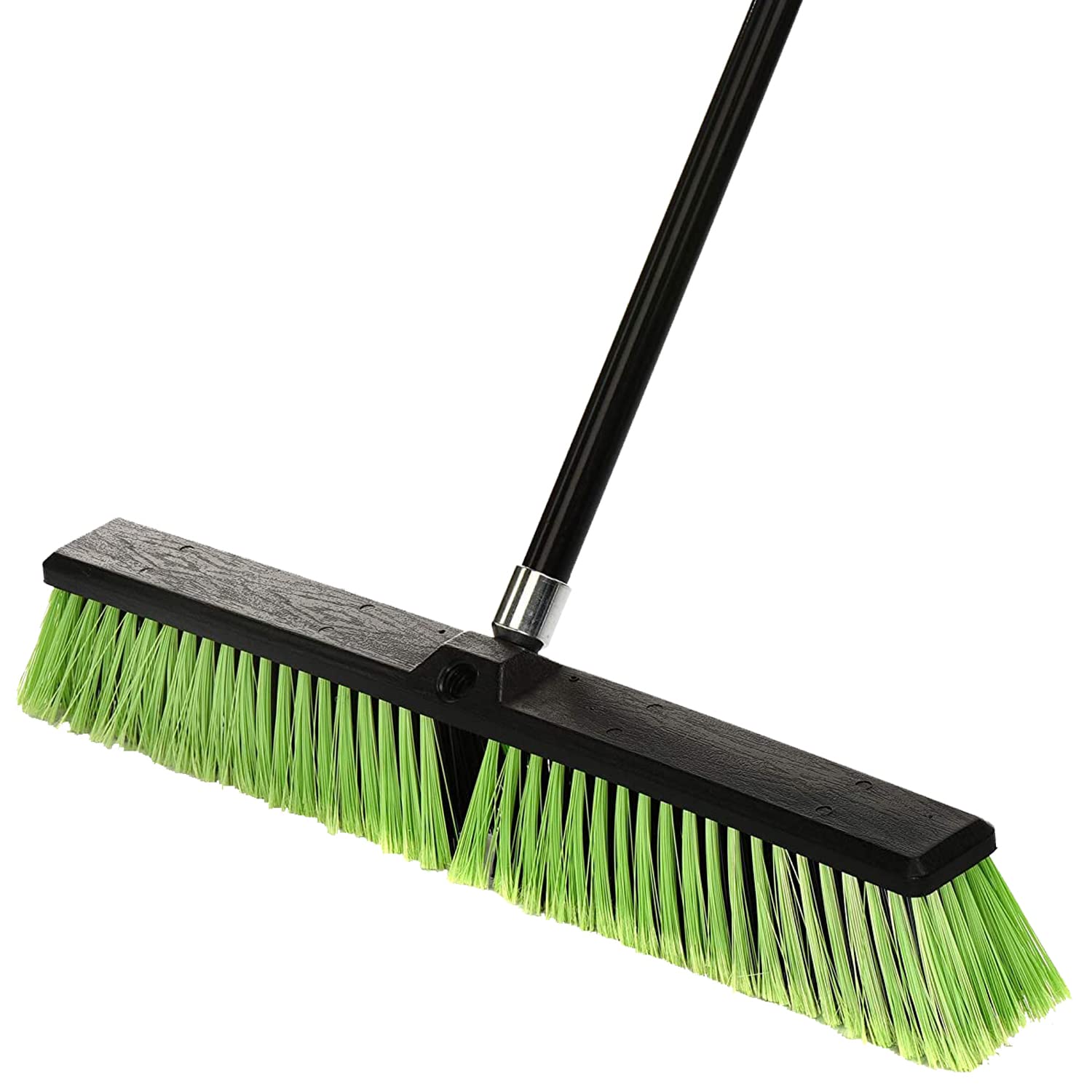 Alpine Industries Push Broom Heavy Duty Smooth Surface Broom Deck Scrubber Long Handle Commercial Floor Scrub Broom Cleans Dirt, Debris, Sand, Mud, Leaves and Water (Green, 24 in)