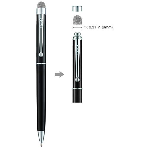 ChaoQ Stylus Pen, 4 Pcs Hybrid Mesh Fiber Tip Stylus Pens and Ballpoint Pens for Touch Screen Devices with 6 Extras Mesh Fiber Tips 6 Rubber Tips (4 Pens and 12 Tips) - Black, White, Red, Blue