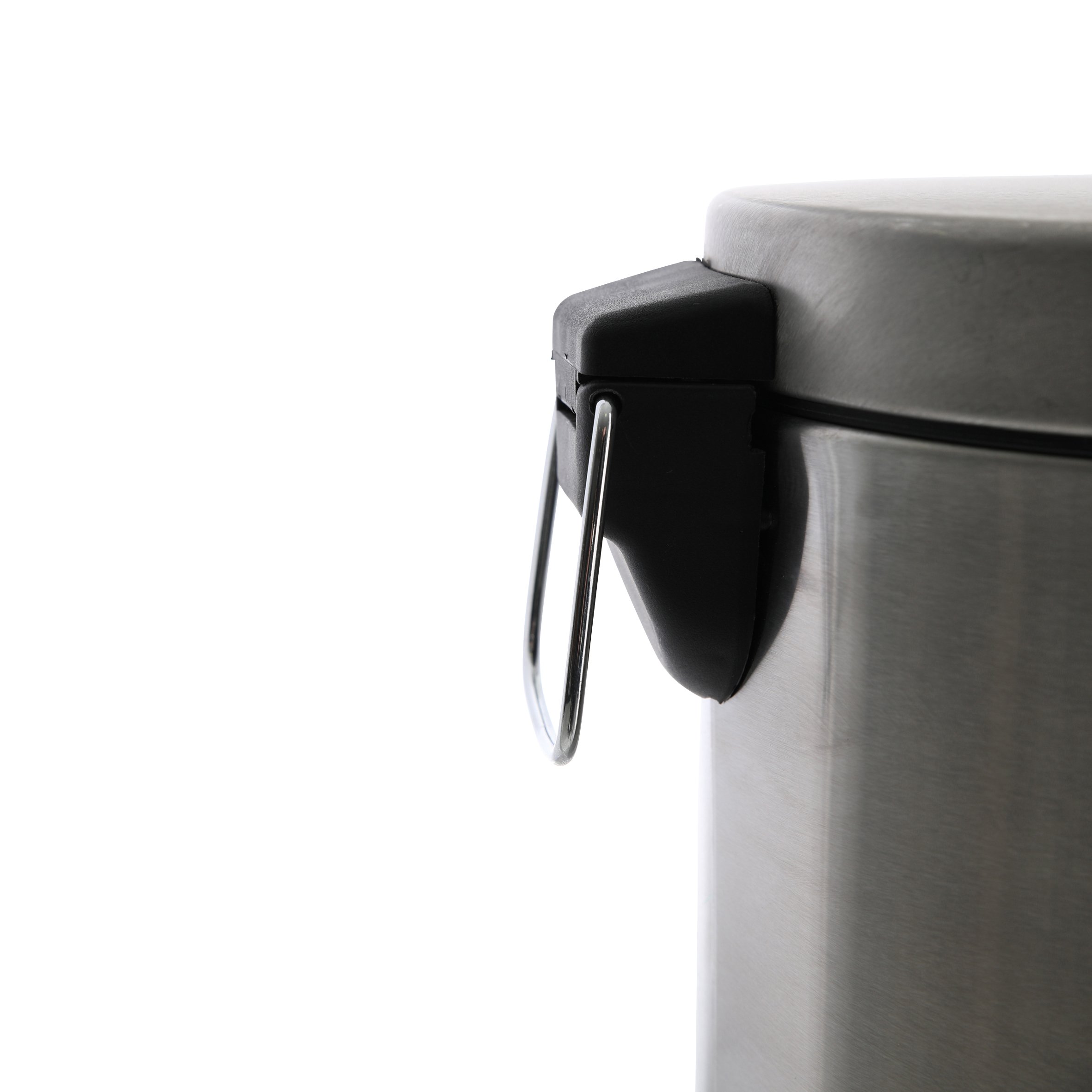 Axentia Cosmetic Bin Stainless Steel Matte Brushed & Rustproof Pedal Bin 3 L Cosmetic Rubbish Bin with Lid Rubbish Bin with Pedal Bin for Bathroom & Toilet, Silver/Black, 17 x 17 x 25 cm