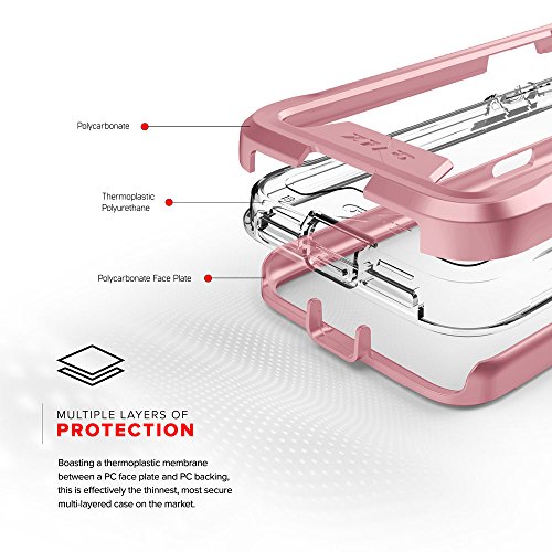 Zizo ION Series for iPhone Xs Max case Military Grade Drop Tested with Tempered Glass Screen Protector (Rose Gold & Clear)