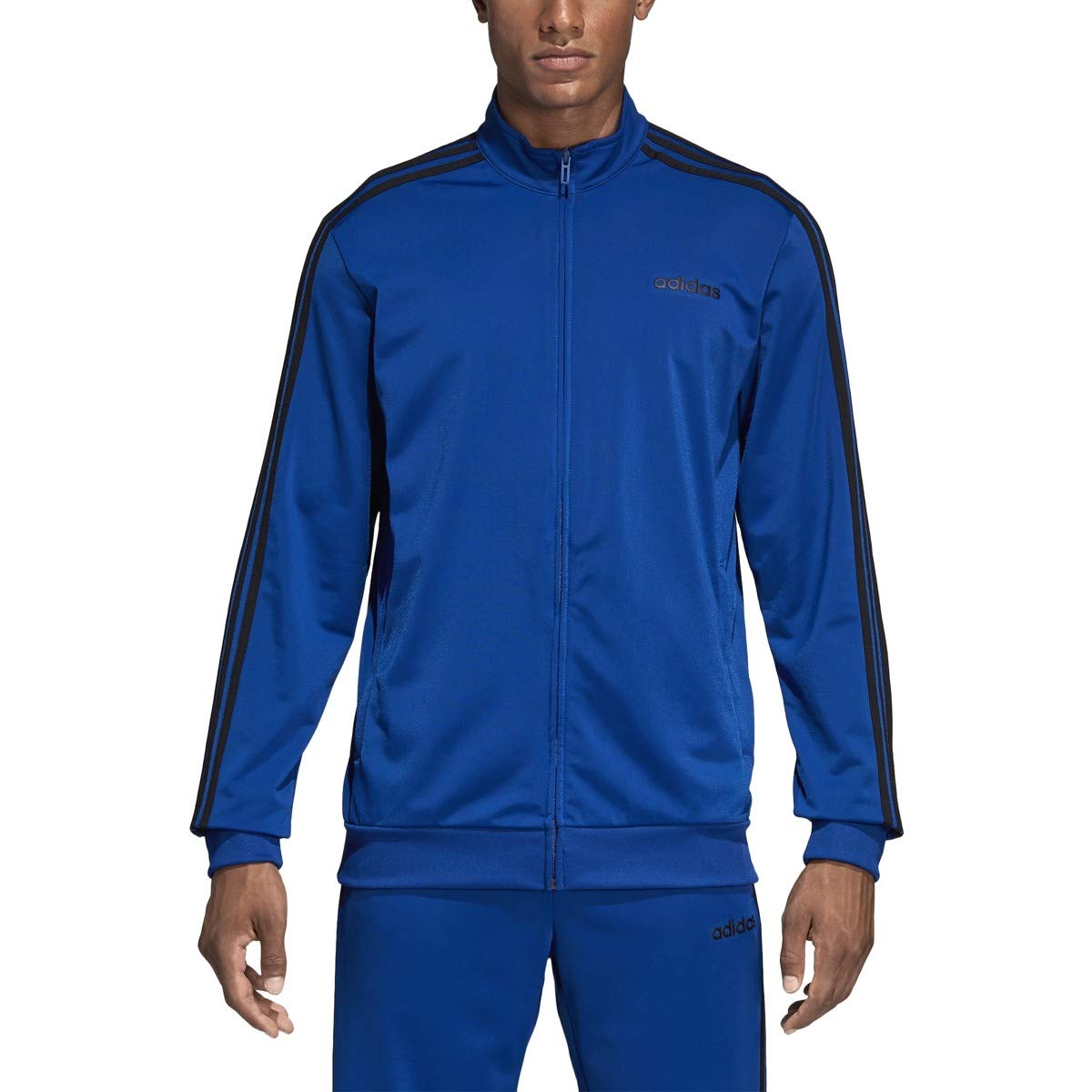 adidas Essentials 3 Stripes Tricot Track Top, Collegiate Royal/Black, MT (DU0449)