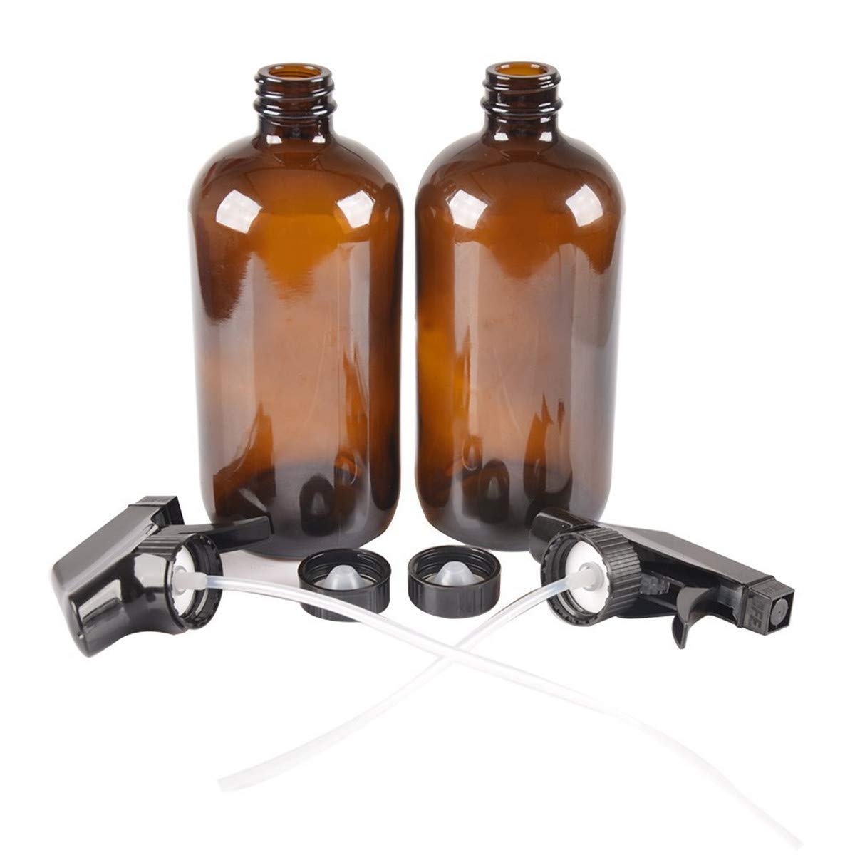 Nisorpa 16oz Amber Glass Spray Bottles 6 Pack Refillable Essential Oils Container with Mist and Stream Settings for Aromatherapy Cleaning Products