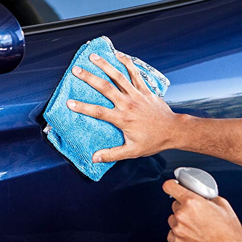 MW Pro Microfiber Car Towels (16"x 24") | 400 GSM | 80/20 Blend | Tagless | Soft Satin Piped Edges | All-Purpose Auto Detailing - Wax, Buff, Polish, Wash, Dry | 3 Pack (Blue)