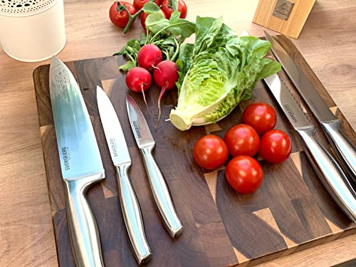 SVENSBJERG Kitchen Knives Set with Block, Professional Kitchen Knives, Cooking Knives, Sharp, Stainless Steel, Chef Knife, Bread Knife, Paring Knife, Slicing Knife, Utility Knife | SB-MB101-KS101