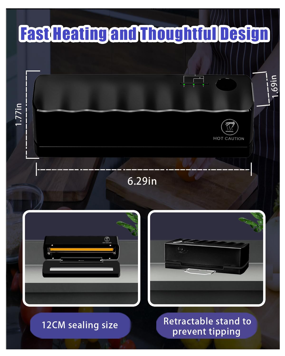 Bag Sealer Mini Rechargeable,3000mAh Heat Sealer Machine with 5 Adjustable Gears Chip Bag Resealer,Plastic Bag Sealer for Food Snack Bags Storage(black)