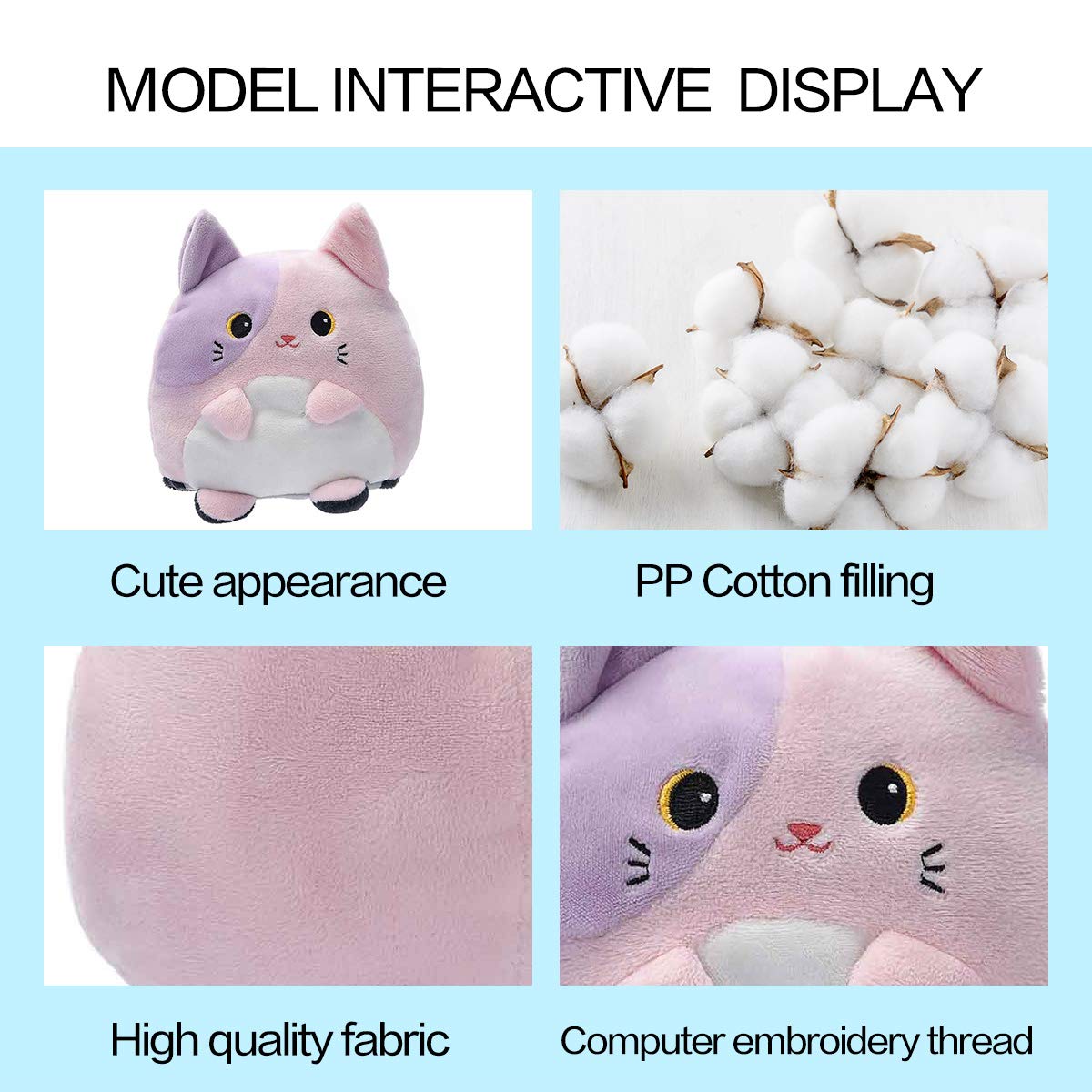 ciaobaby Cat Stuffed Animals, Reversible Plush, 6" Cat Plushie for Girl Boy Adult Kids
