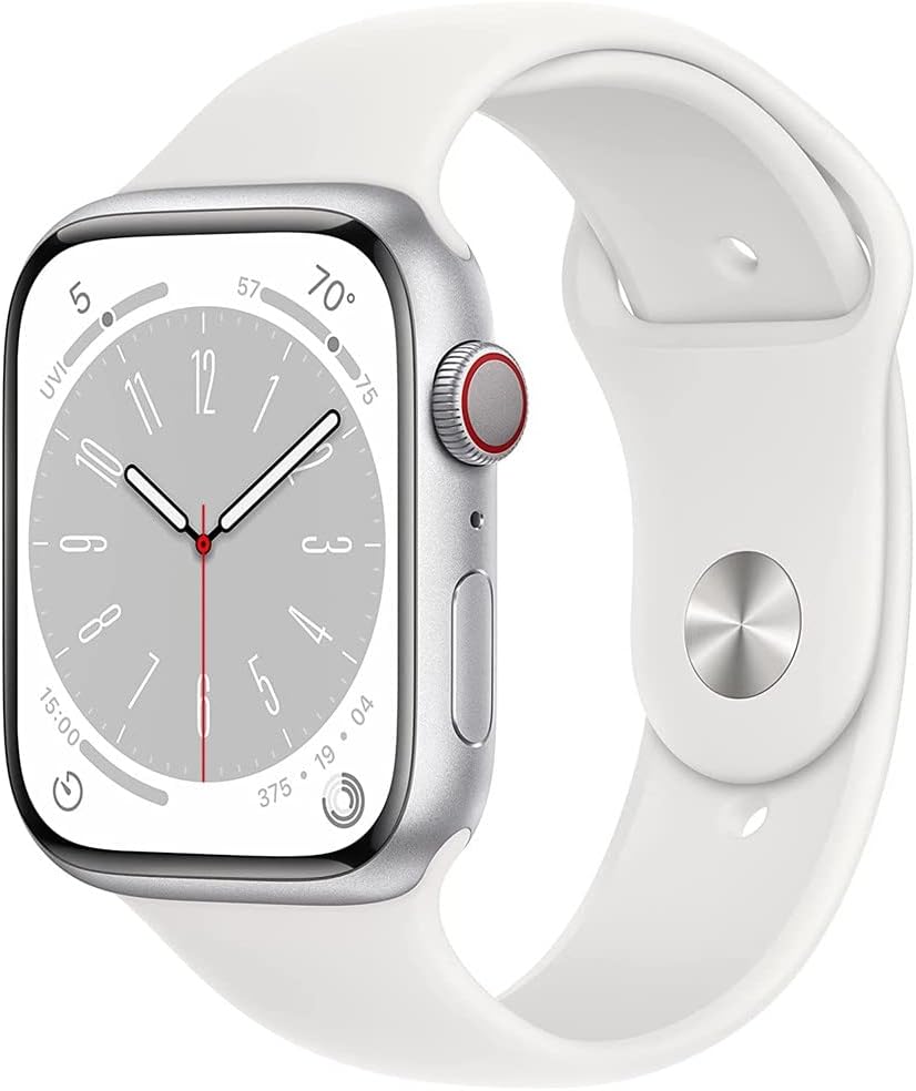 Apple Watch Series 8 (41MM, GPS) - Silver Aluminum Case with White Sport Band (Renewed Premium)