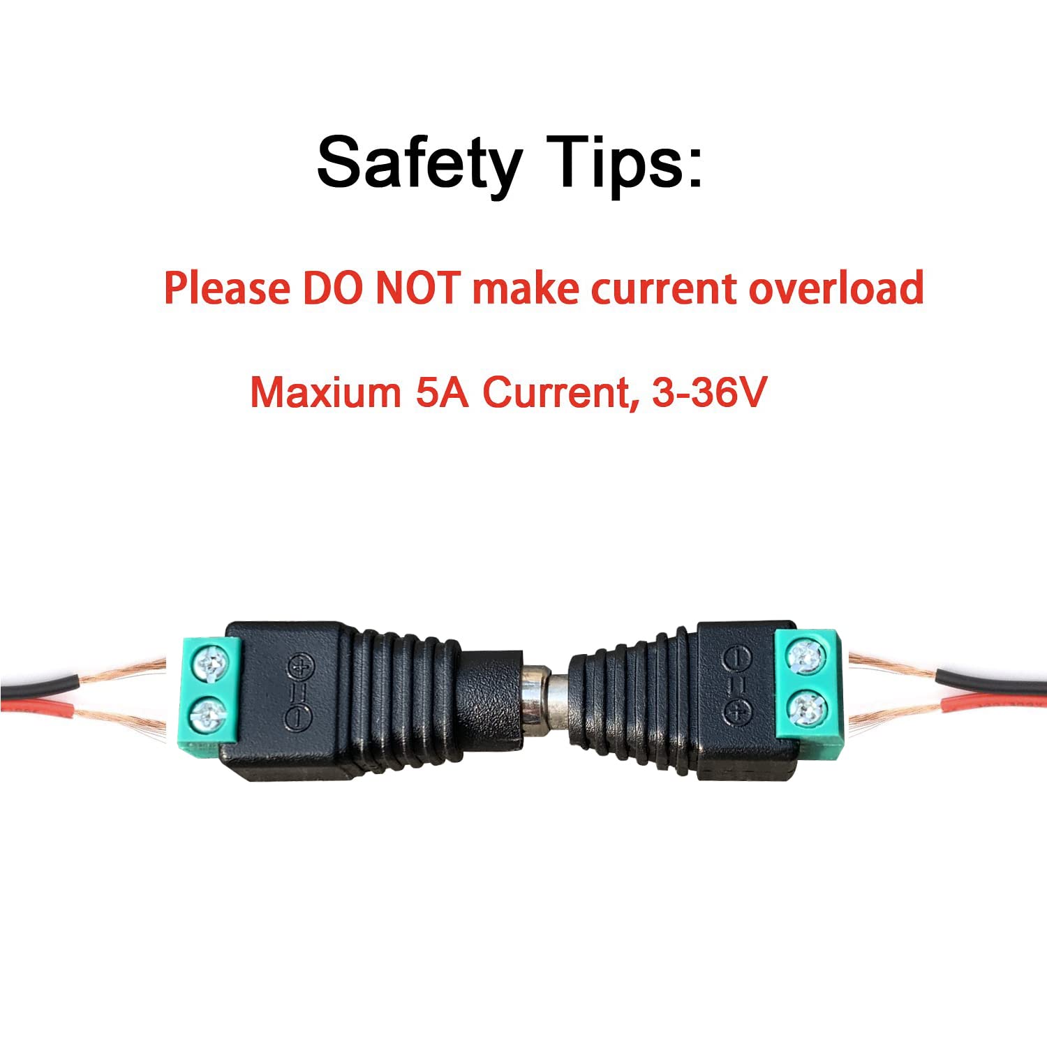 DAYKIT 10 Pairs 12V Male+Female 2.1x5.5MM DC Power Jack Plug Adapter Barrel Connector for CCTV Security Camera Led Strip