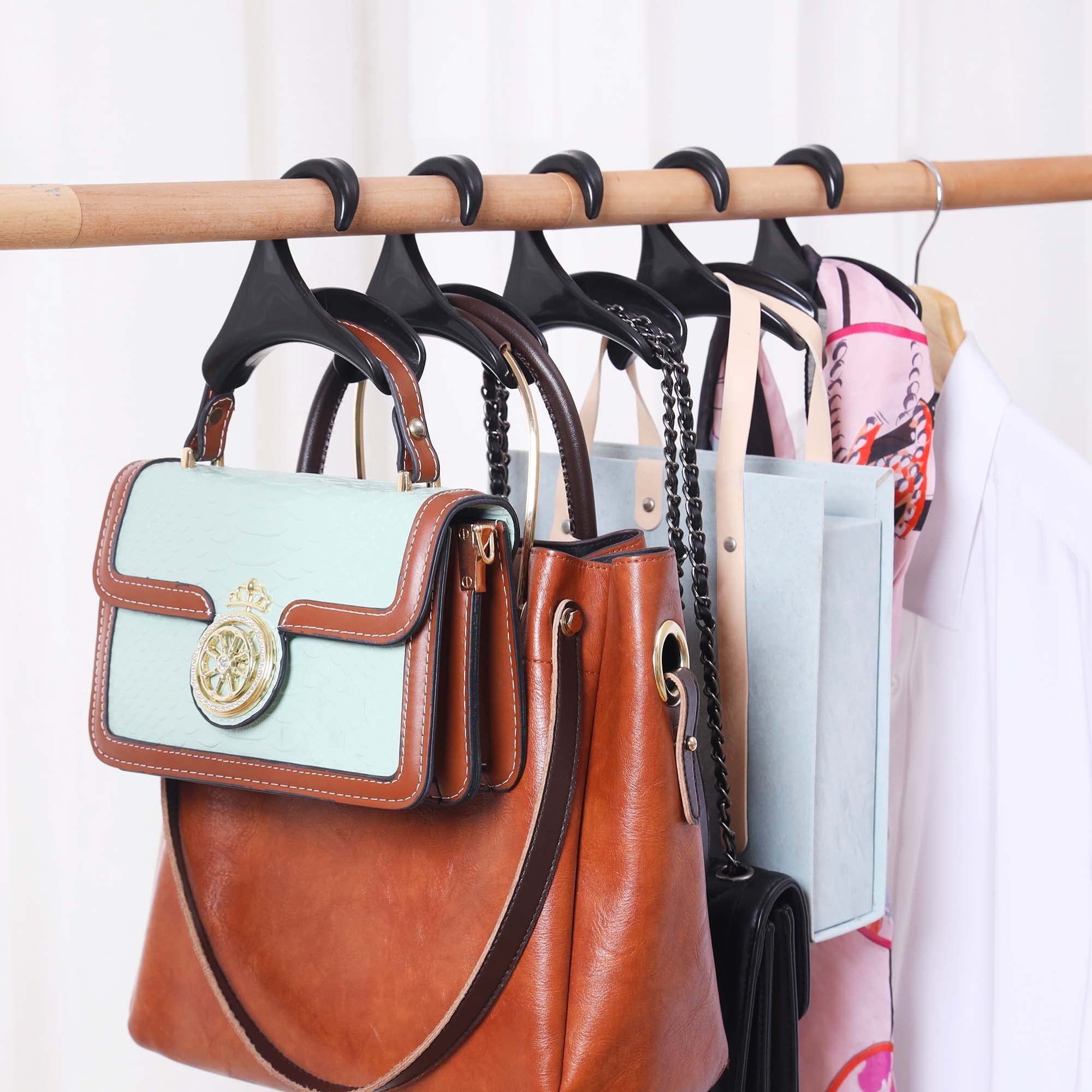 Aaron's Home Purse Hanger Closet, 6 Pack Durable Purse Hanger Hooks, Handbag Hanger Purse Organizer Insert for Handbag, Backpacks, Belts, and Clothes
