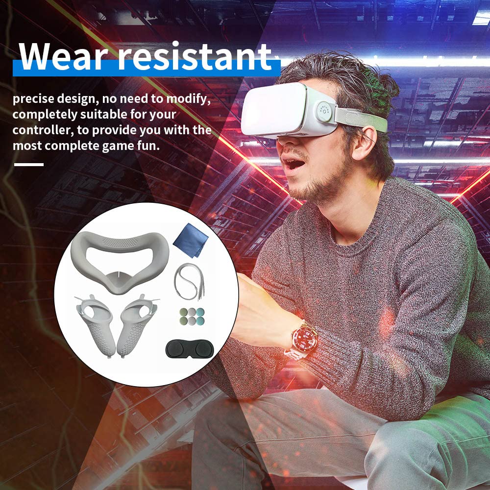 for Oculus Quest 2 Accessories, Quest 2 VR Silicone face Cover, VR Shell Cover,Quest 2 Touch Controller Grip Cover,Protective Lens Cover,Disposable Eye Cover (4)