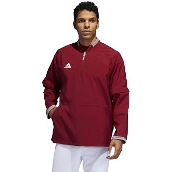 adidas Fielder's Choice 2.0 Convertible Cage Long Sleeve Jacket- Men's Baseball L Collegiate Burgundy/Heather