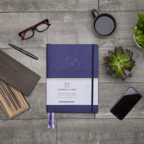 Panda Planner Pro - Best Daily Planner - Boost Happiness & Productivity - 6 Month Undated - Guaranteed Organization - Purple 8.5 x 11" Large Planner